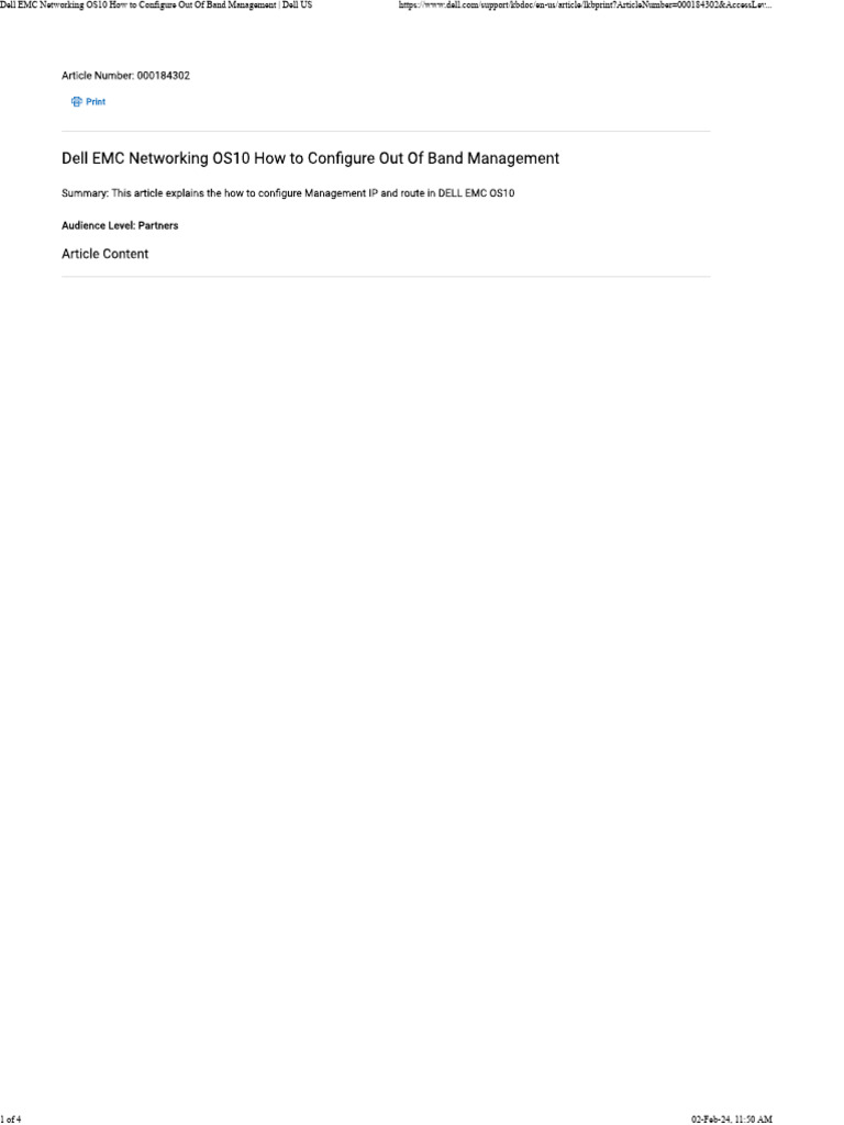 Dell Emc Networking Os10 How To Configure Out Of Band Management Dell