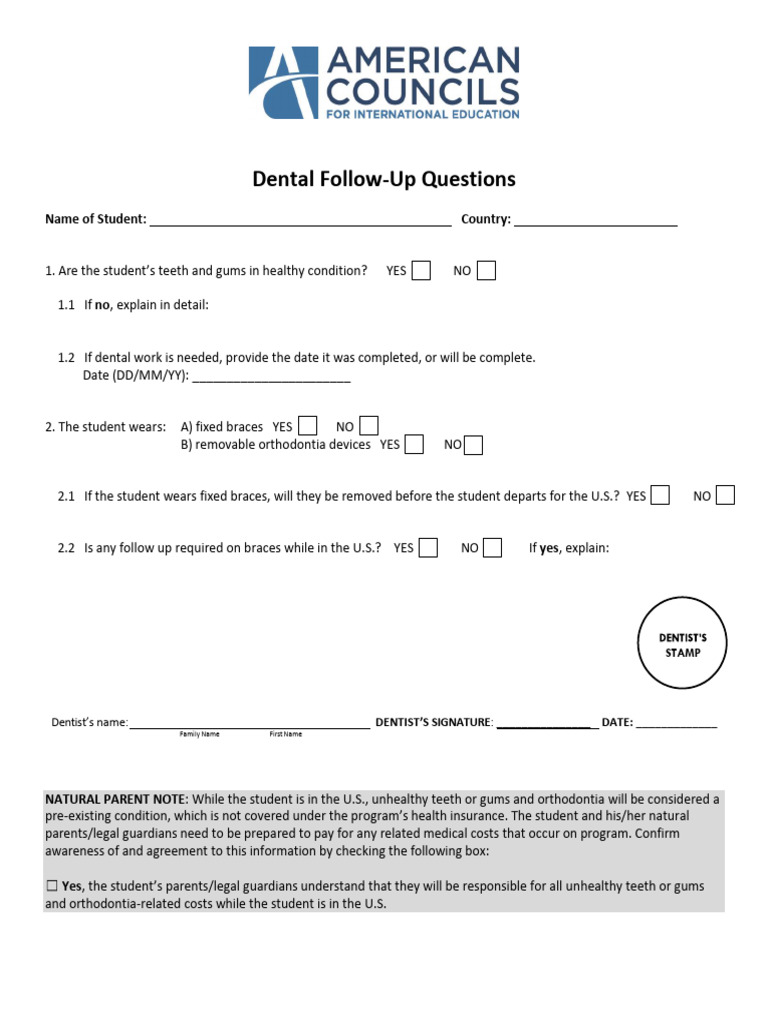 2024 Dental Follow Up Questions FINAL | PDF
