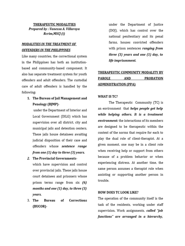 2023 Therapeutic Modalities | PDF | Prison | Psychotherapy