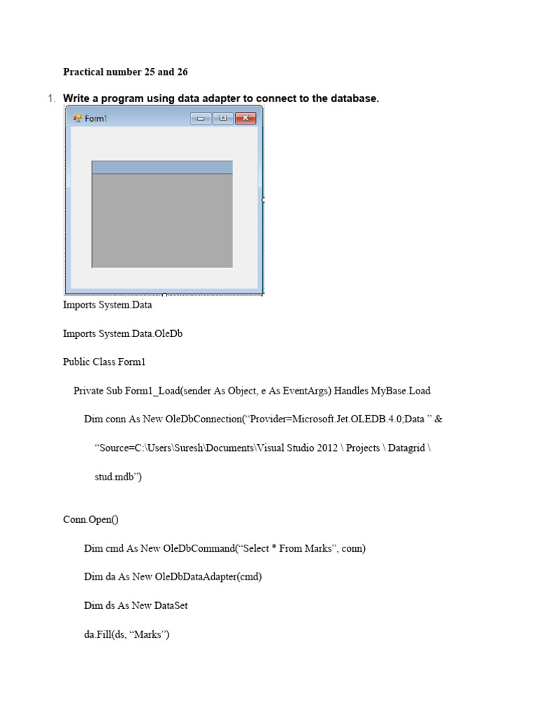 GAD Practical Programs | PDF | Microsoft Access | Data Management