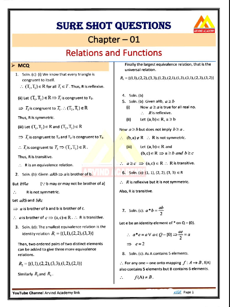 Equivalence Relations and Functions Analysis | PDF | Function (Mathematics) | Elementary Mathematics