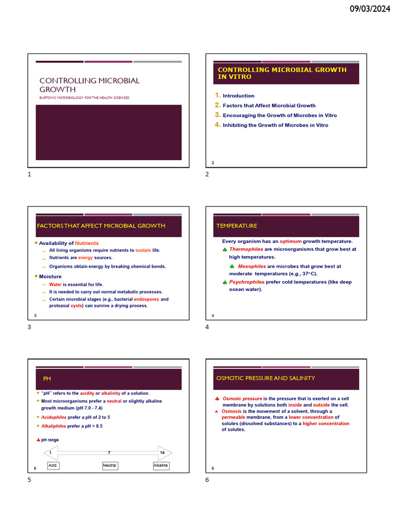 Controlling Microbial Growth In Vitro | PDF | Osmosis | Microorganism