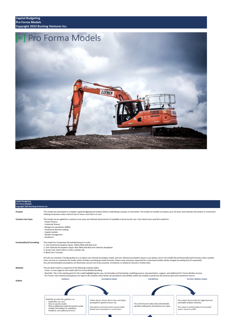 Capital Budgeting Pro Forma Models | Download Free PDF | Depreciation | Revenue