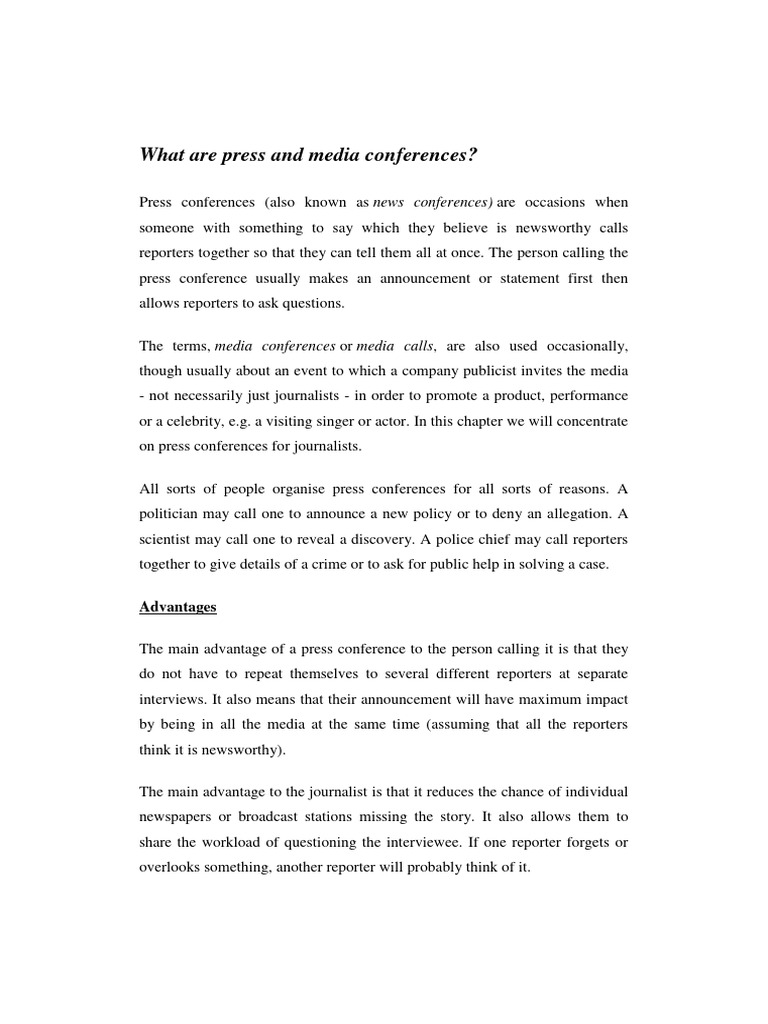 Understanding Press Conferences in Journalism | PDF | Question | News