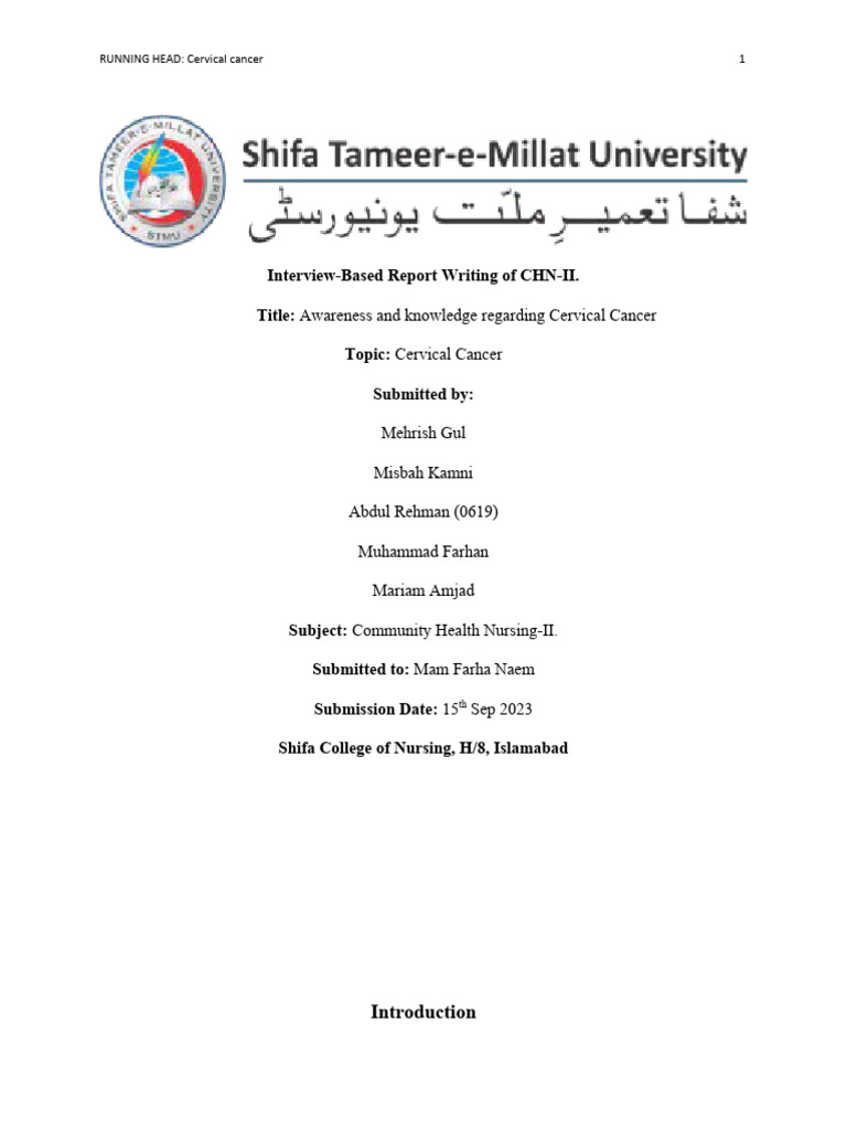 Breast Cancer Report Writing (Farhan) | PDF | Cervical Cancer | Cancer