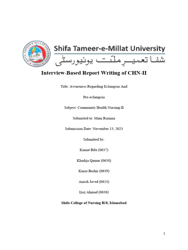 FINAL Report Writing of CHN-II Eclampsia and Pre-Eclampsia | PDF | Human Reproduction | Health Care