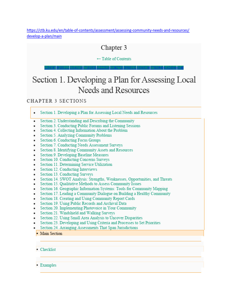 Developing a Plan for Assessing Local Needs and Resources | PDF ...