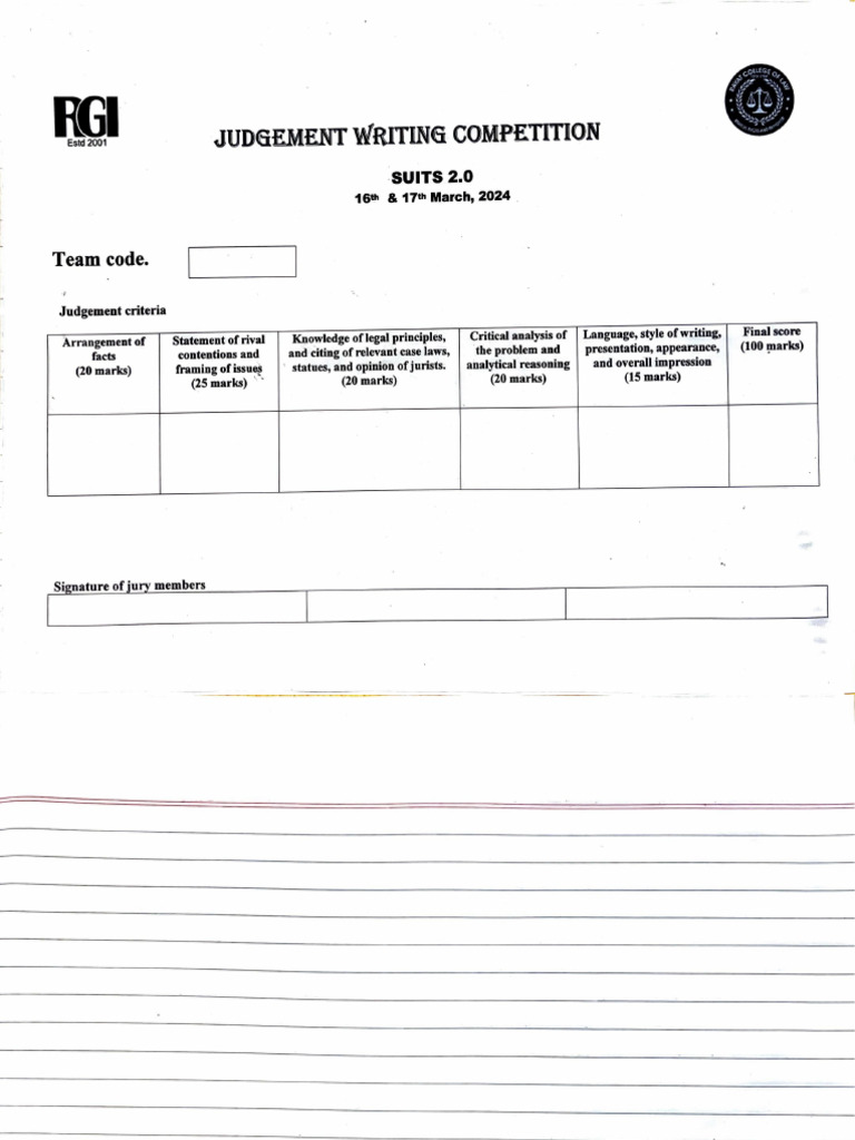 Judgement Writing Answer Sheet | PDF