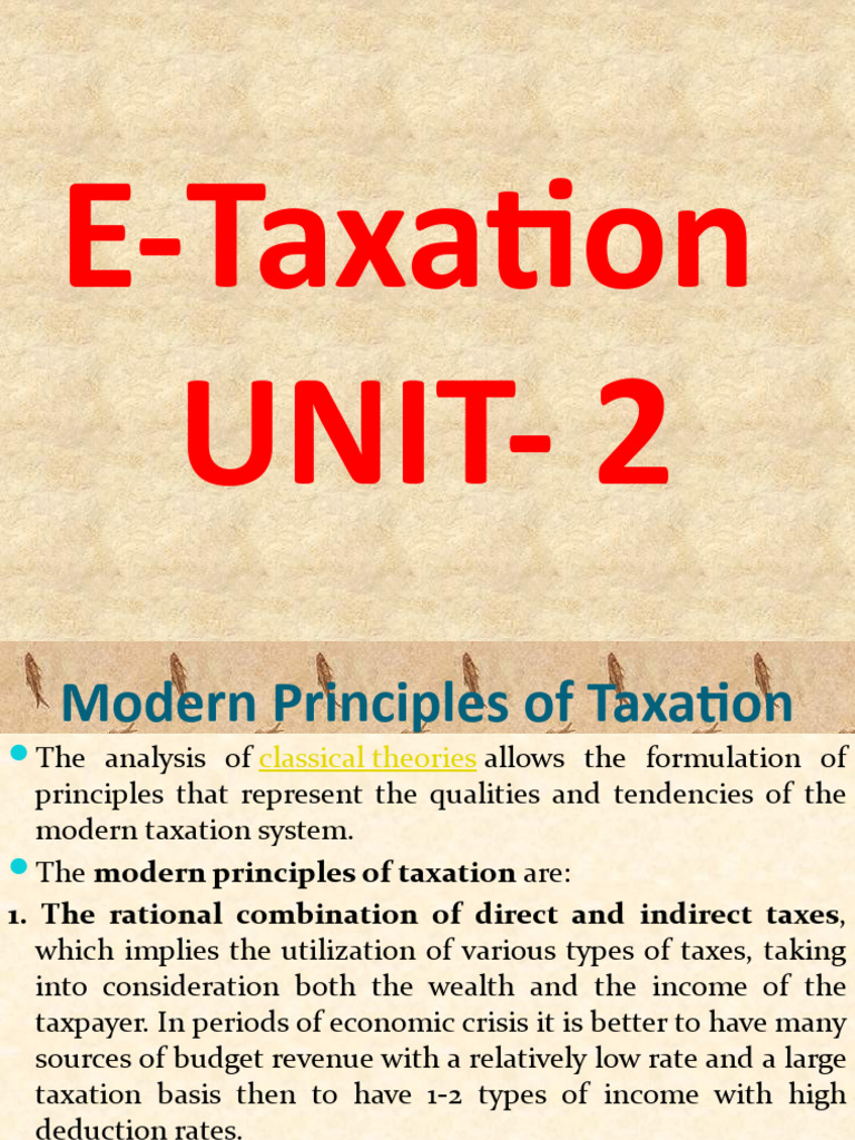 E-Taxation UNIT 2 | PDF