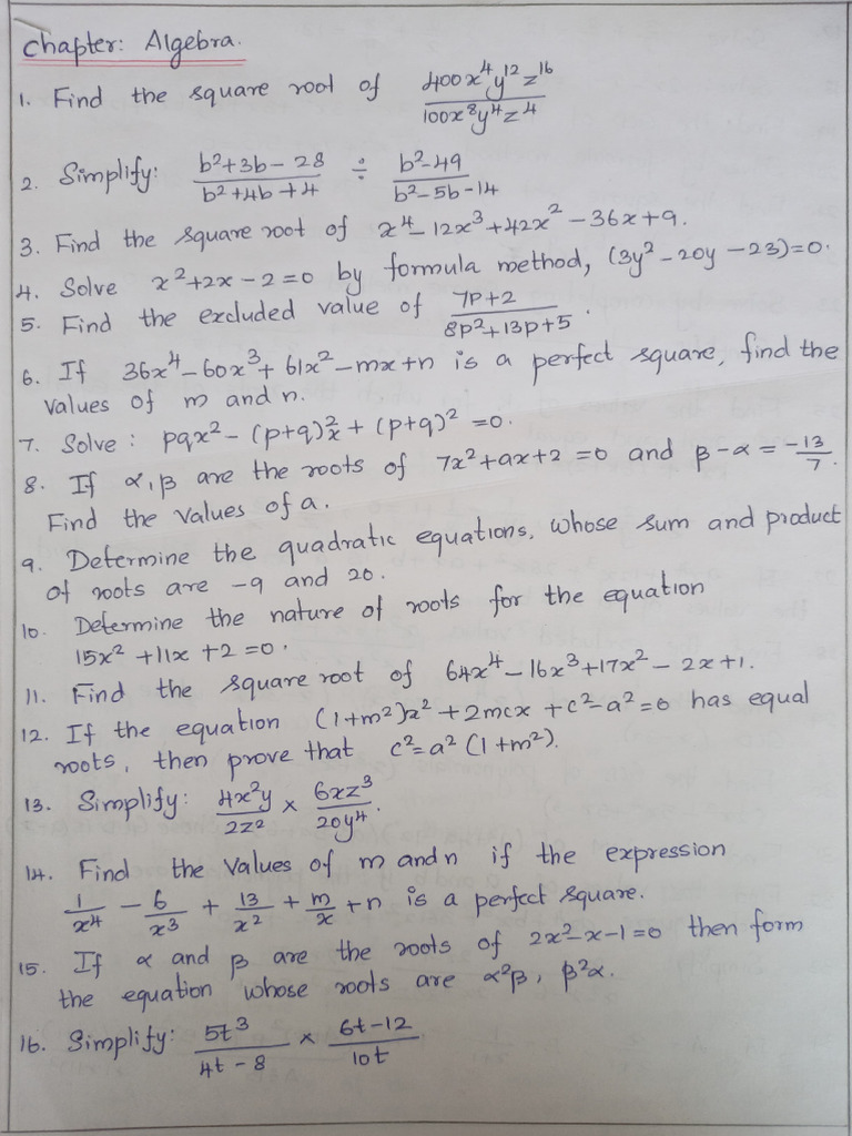 Algebra and Coordinate Geometry. | PDF | Elementary Mathematics ...