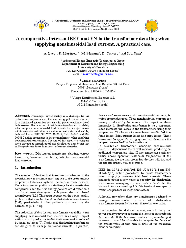 A Comparative Between IEEE and en in The Transformer Derating When ...