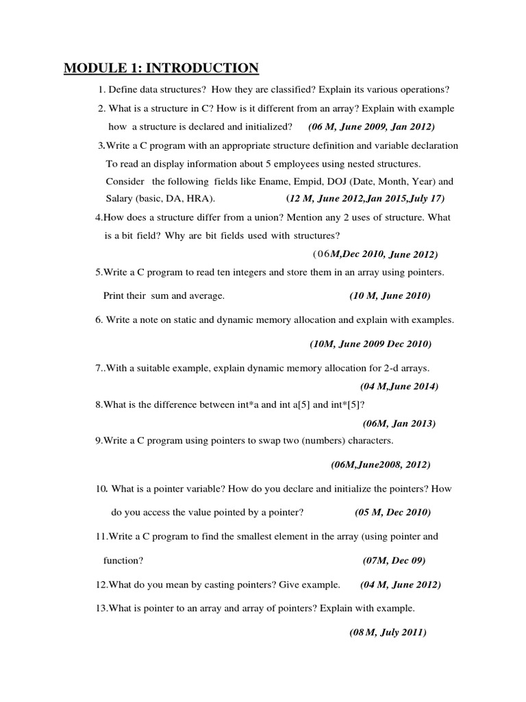 Ds Question Bank Pdf Pointer Computer Programming C Programming Language 7351
