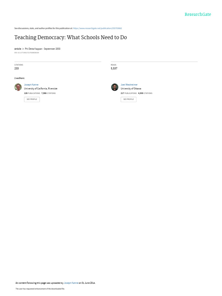 Teaching Democracy in Schools | PDF | Citizenship | Democracy