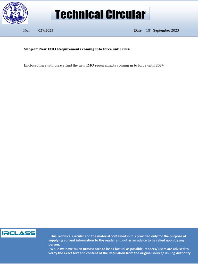 New IMO Requirements 2023-2024 | PDF | Shipping