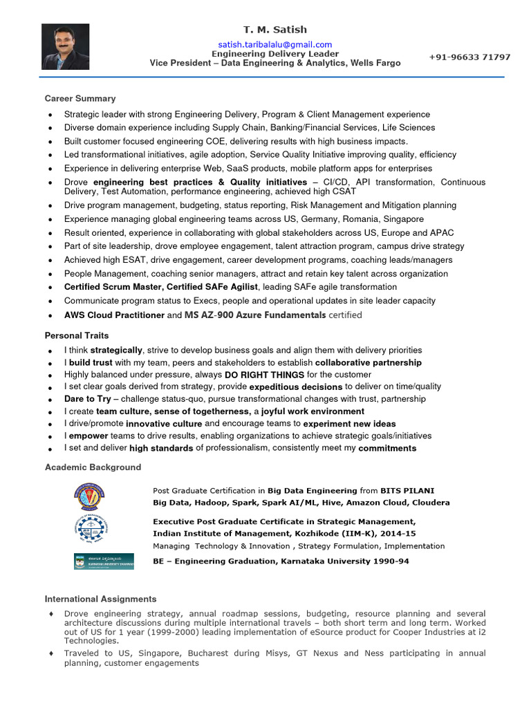 Naukri TMSatish (20y 0m) | PDF | Cloud Computing | Analytics