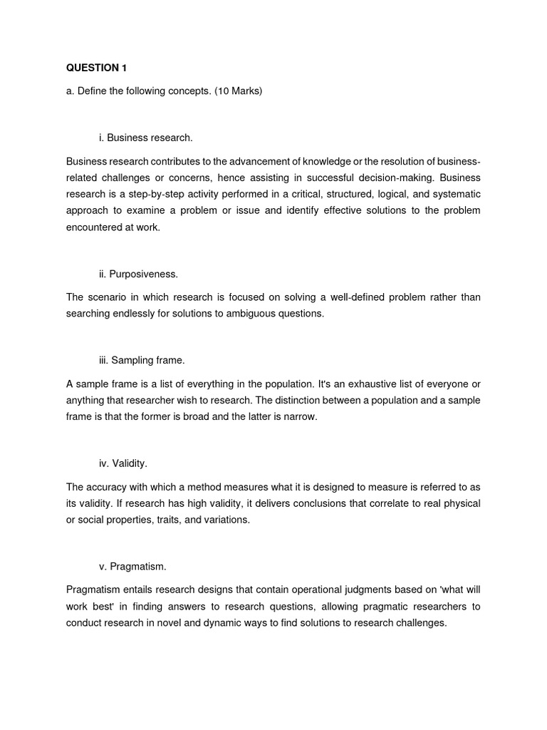 Question 1 | PDF | Validity (Statistics) | Sampling (Statistics)