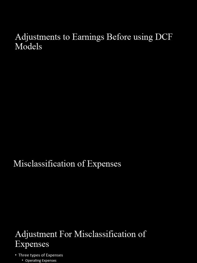 Adjusting Earnings for DCF Models | PDF | Book Value | Expense