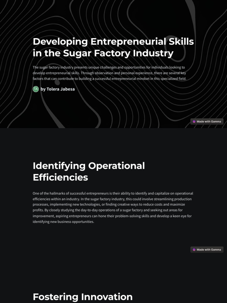 Entrepreneurial Skills in Sugar Factories | PDF | Entrepreneurship ...
