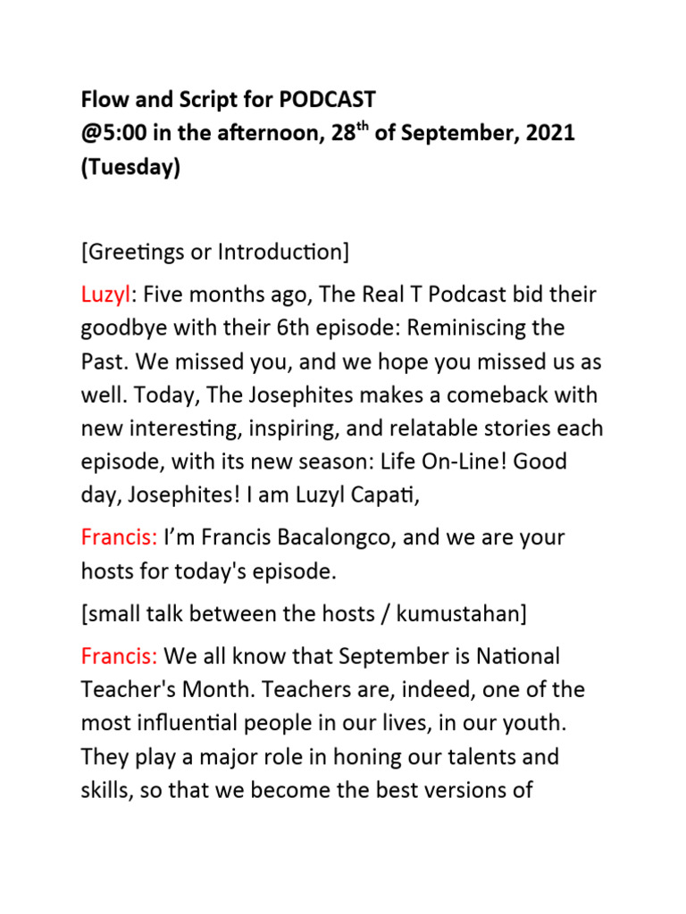 Podcast Script Final Na Talaga | PDF