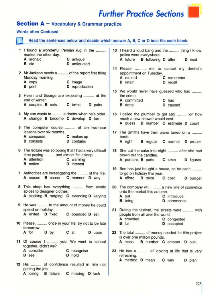 FCE Use of English 2 - Further Practice Sections A | PDF