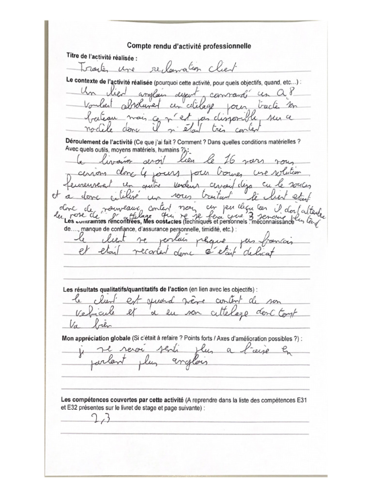 Compte Rendu D'activité Professionnelle 1 | PDF