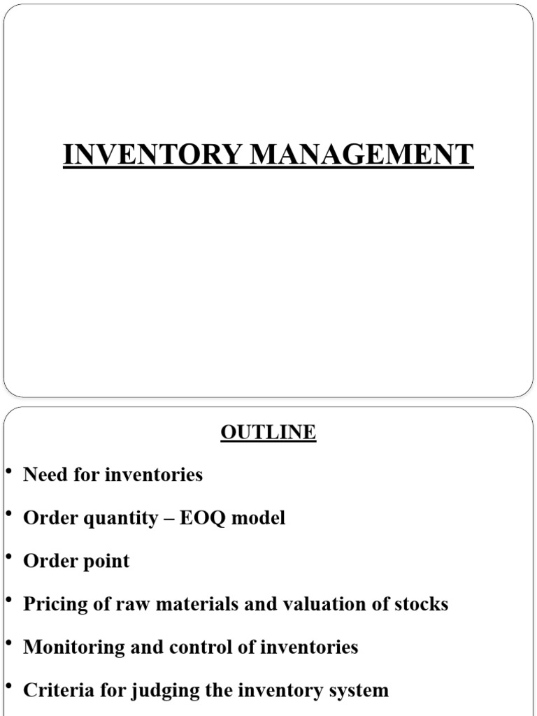 Inventory Management | PDF | Inventory | Credit