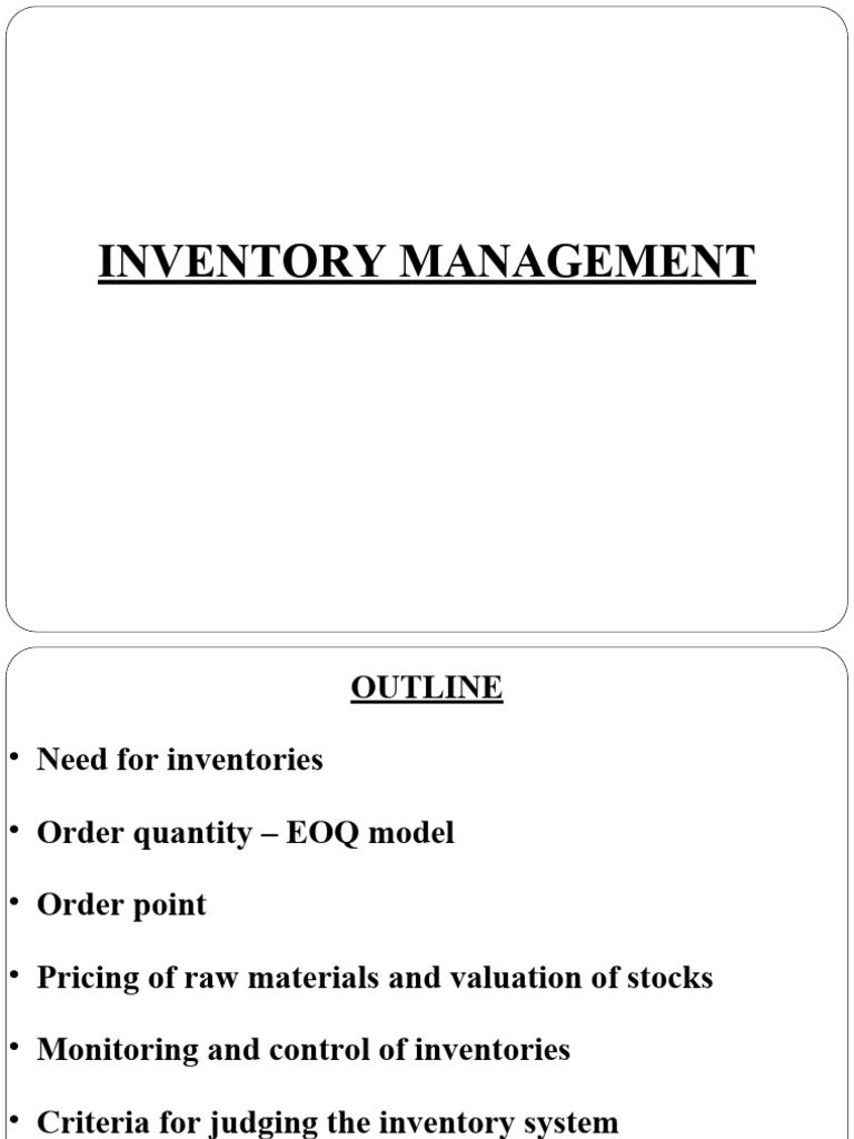 Inventory Management | PDF | Inventory | Lean Manufacturing
