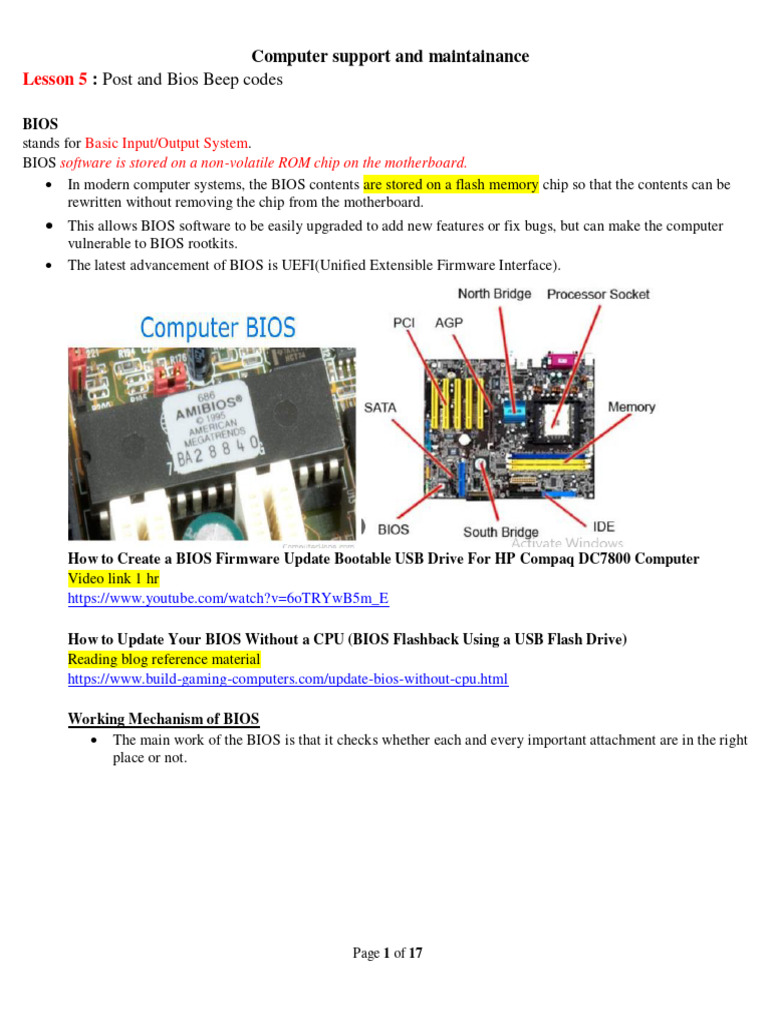 Lesson 5 Post and Bios Beep Codes | PDF | Bios | Booting