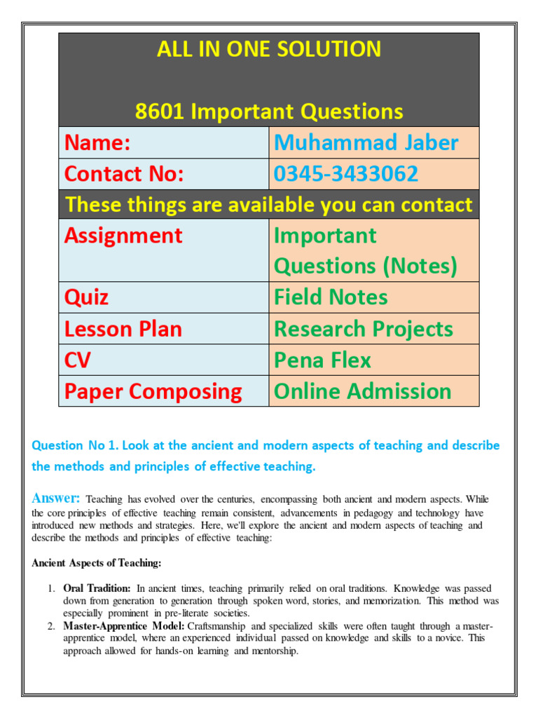 8601 Important Questions M.JABER | PDF | Motivation | Motivational