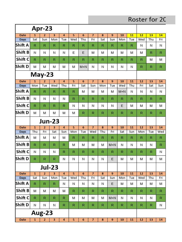 2023 Shift Roster Schedule | PDF