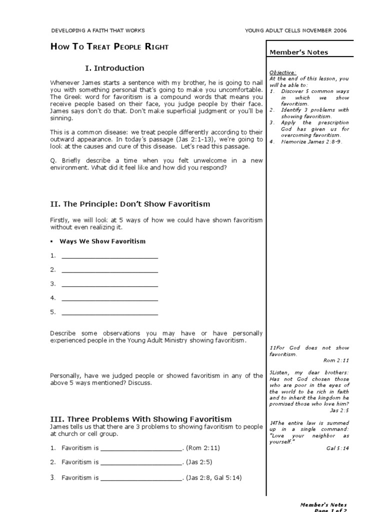 Overcoming Favoritism in Faith | PDF | Theology | Religious Behaviour ...