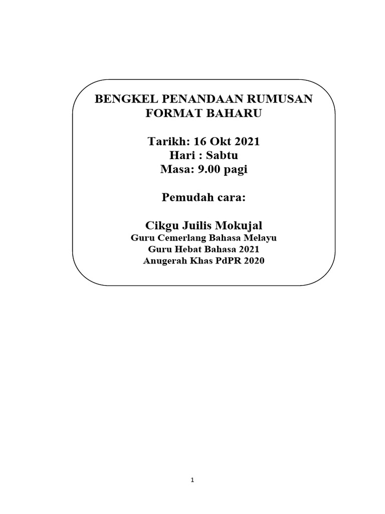 Bengkel Penandaan Rumusan Format Baharu SPM | PDF