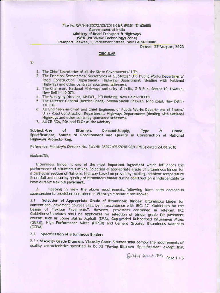 MORTH CIRCULAR Bitumen - Compressed | PDF