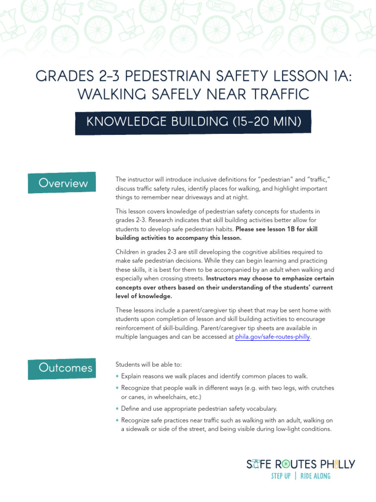 SRP Pedestrian Safety Lesson 1 Grades 2 3 | PDF | Sidewalk | Traffic