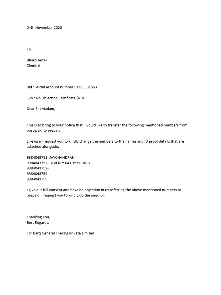 Noc Airtel | PDF | Business | Finance & Money Management