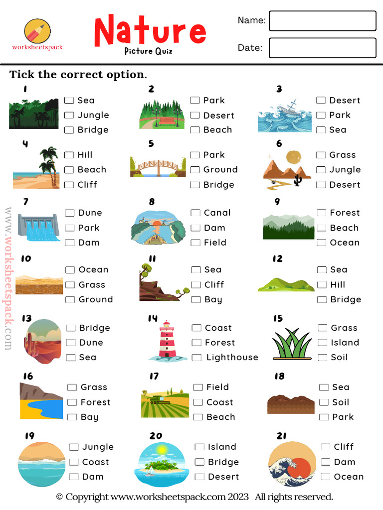 Nature ESL Picture Quiz For Kids | PDF | Earth Sciences | Physical ...