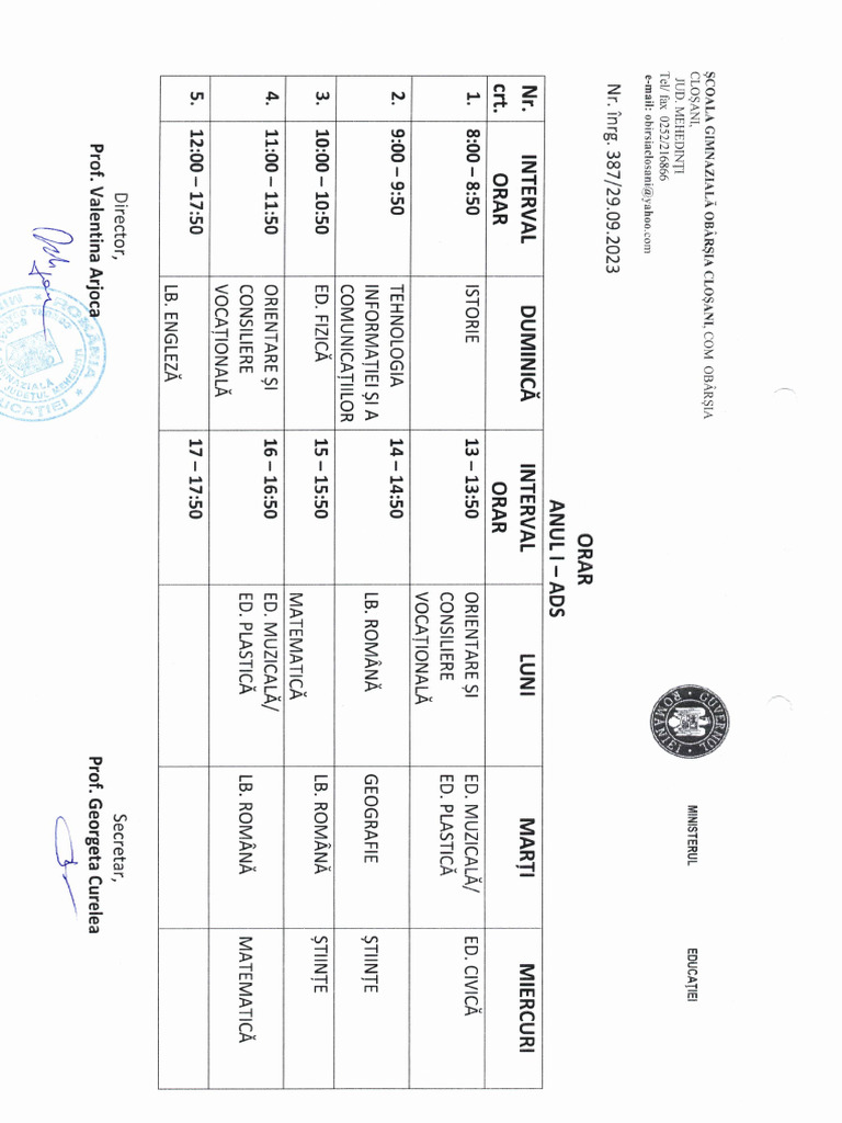 Orare 2023-2024 | PDF