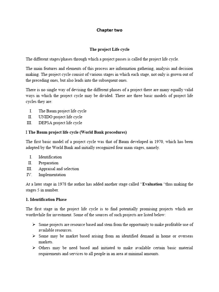 Chapter Two Project Cycle | PDF | Feasibility Study | Real Estate Appraisal