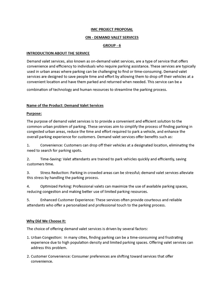 Imc Project Proposal | Download Free PDF | Parking | Subscription ...
