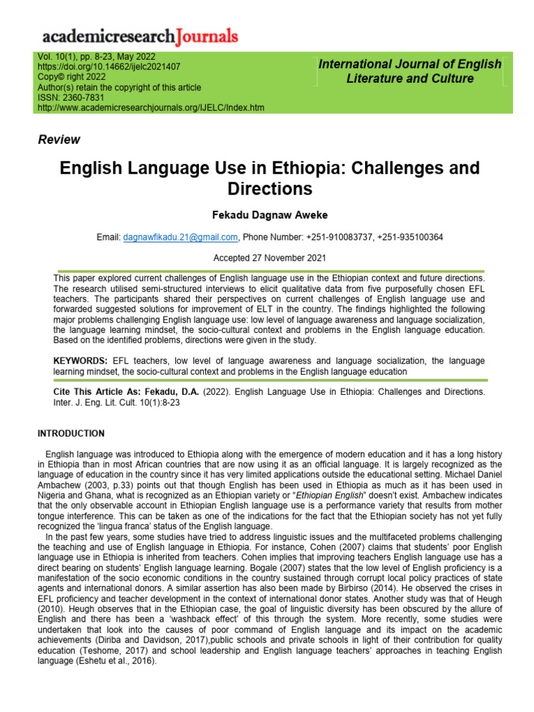 Fekadu | PDF | Methodology | Language Education