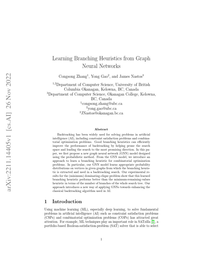 Learning Branching Heuristics From Graph Neural Networks | PDF | Machine Learning | Artificial ...