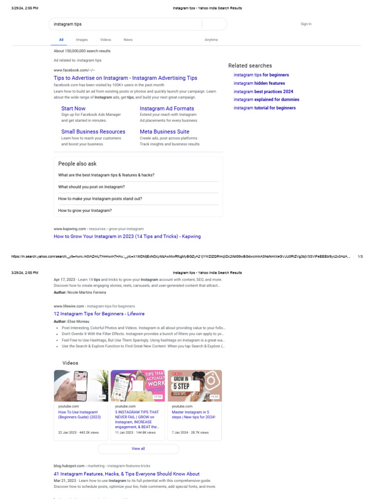 Instagram Tips - Yahoo India | PDF | World Wide Web | Internet & Web