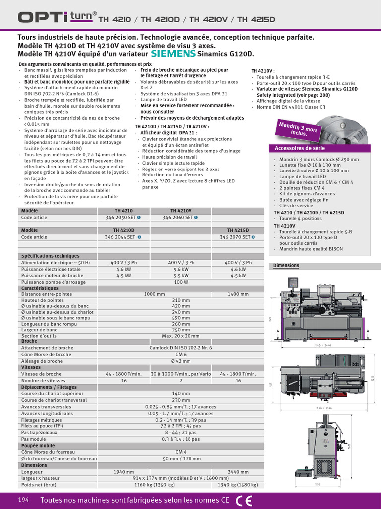 TH 4210 / TH 4210D / TH 4210V / TH 4215D: Toutes Nos Machines Sont ...