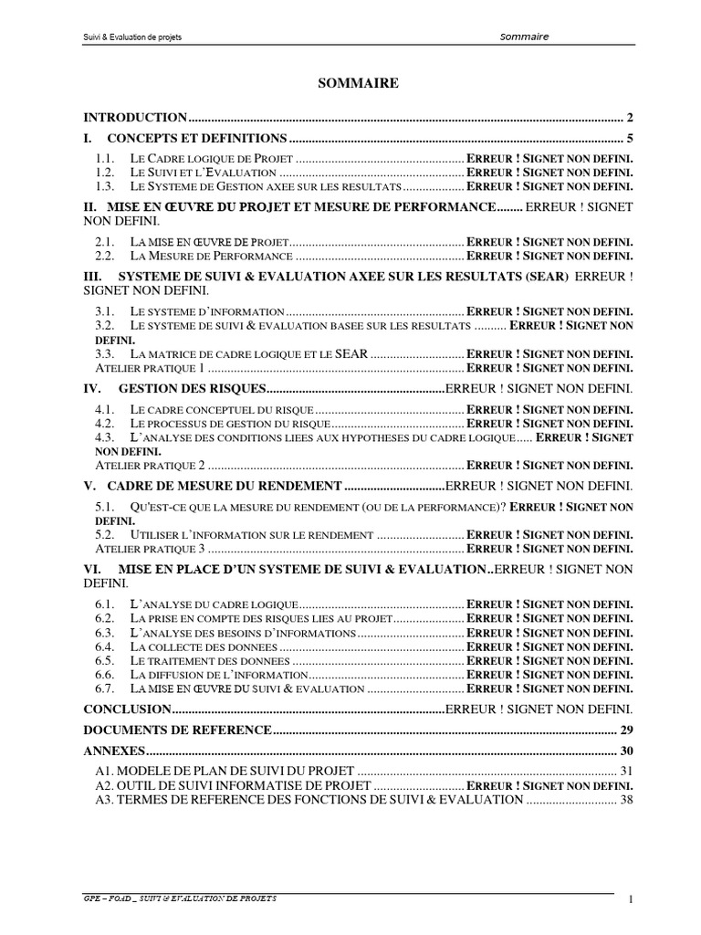 Cours de Suivi-Evaluation de Projets | PDF | Analyse politique | Risque