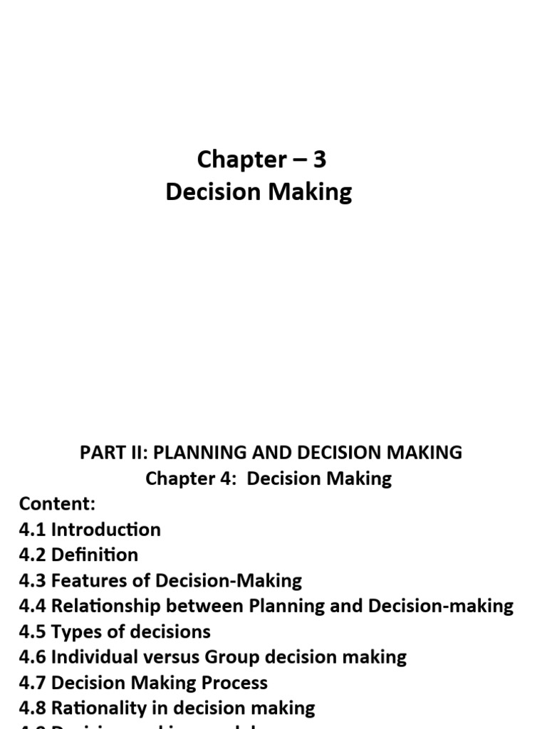 Chapter - 4 - Decision Making | PDF | Decision Making | Rationality