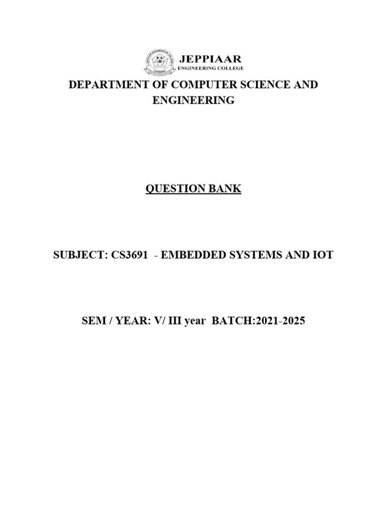 CS3691 Embedded System and Iot | PDF | Microcontroller | Random Access Memory