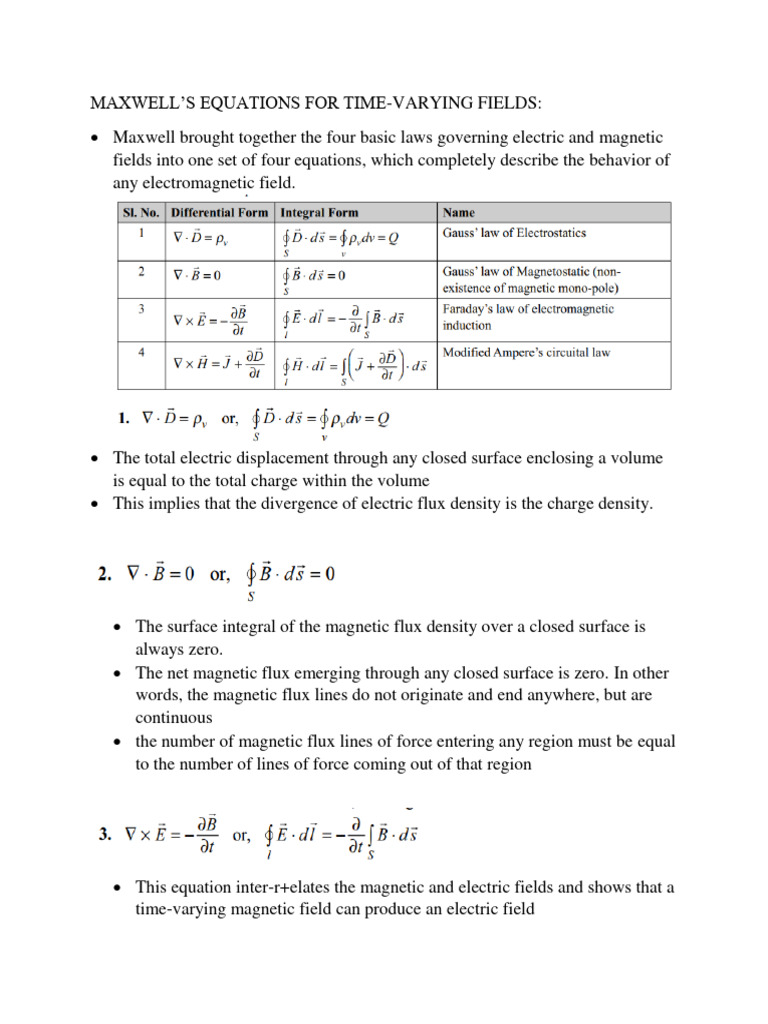 Maxwell's Equations for EM Fields | PDF | Waves | Magnetic Field