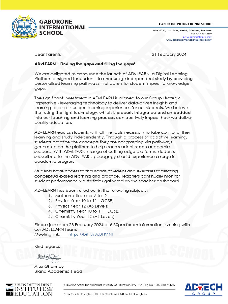ADvLEARN LETTER For 28 February 20241708610564417 | PDF