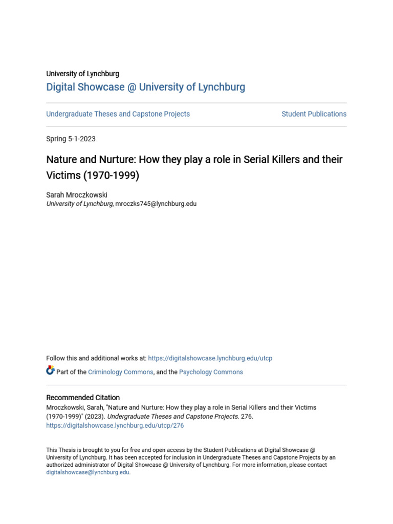 Nature and Nurture_ How They Play a Role in Serial Killers and Th | PDF ...