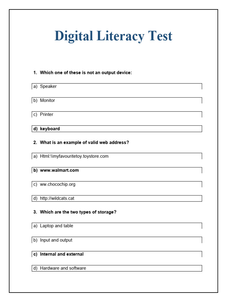 Digital Literacy Test-Huda Waseem | PDF | Button (Computing) | Software